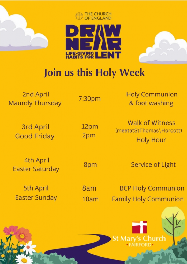Lent and Easter Services – Holy Week 2026 – St Mary's Church, Fairford
